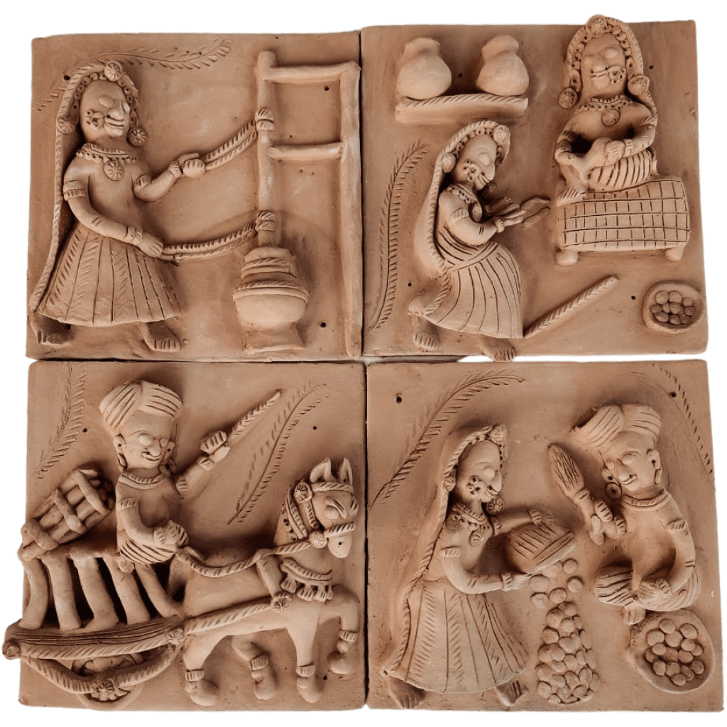Magical Story Of The Four Walls Clay Plaques - Set Of 4