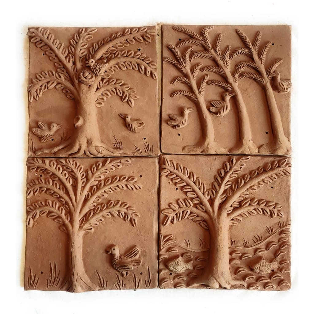 Trees On The Clay Tiles (Set Of 4) | The Terracotta Store