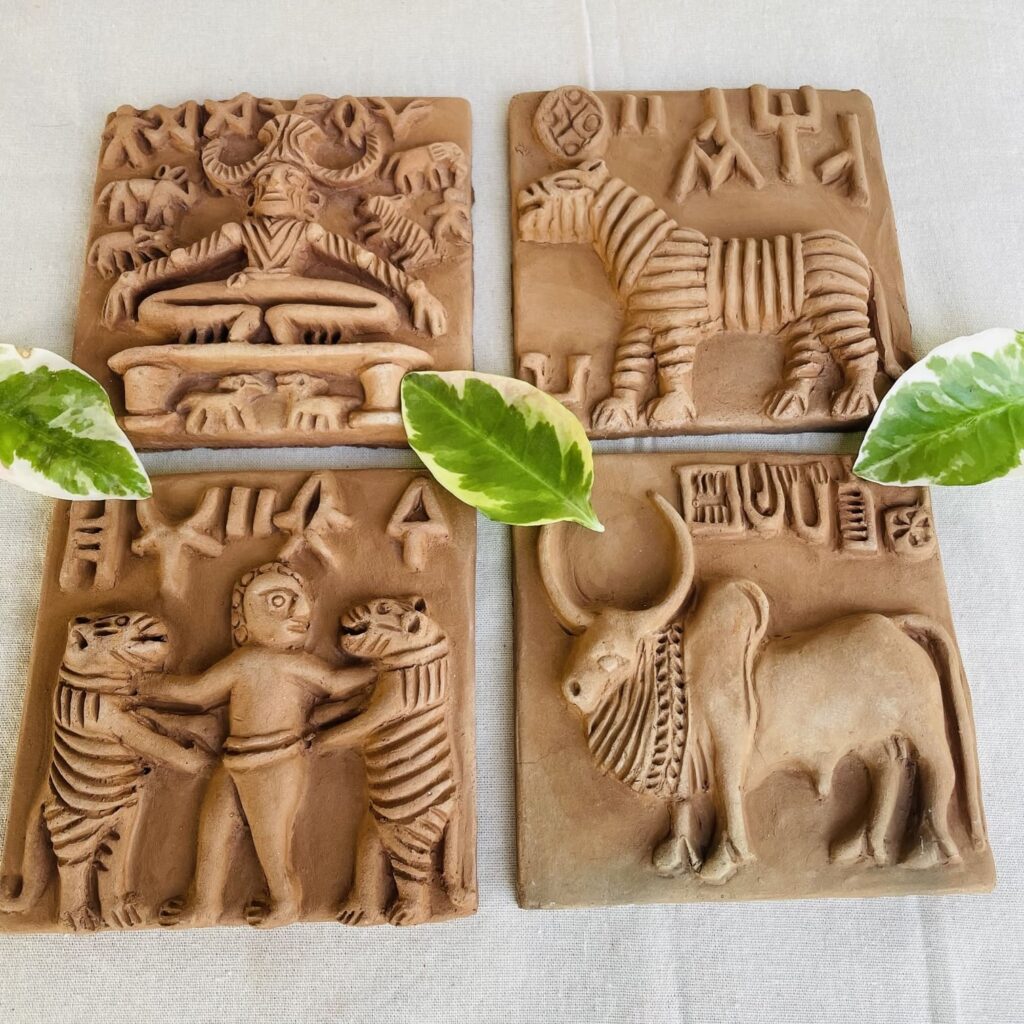 Set Of 4 Natural Terracotta Harappa Seals – Terracotta Art From The ...